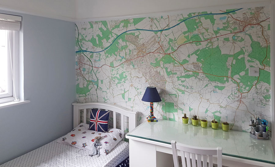 Custom Printed Ordnance Survey Map Wallpaper of Your Local Area