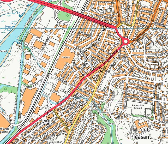 Custom Printed Ordnance Survey Map Wallpaper of Your Local Area