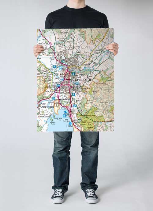 Custom Printed Ordnance Survey 1:25 000 Wallpaper Map