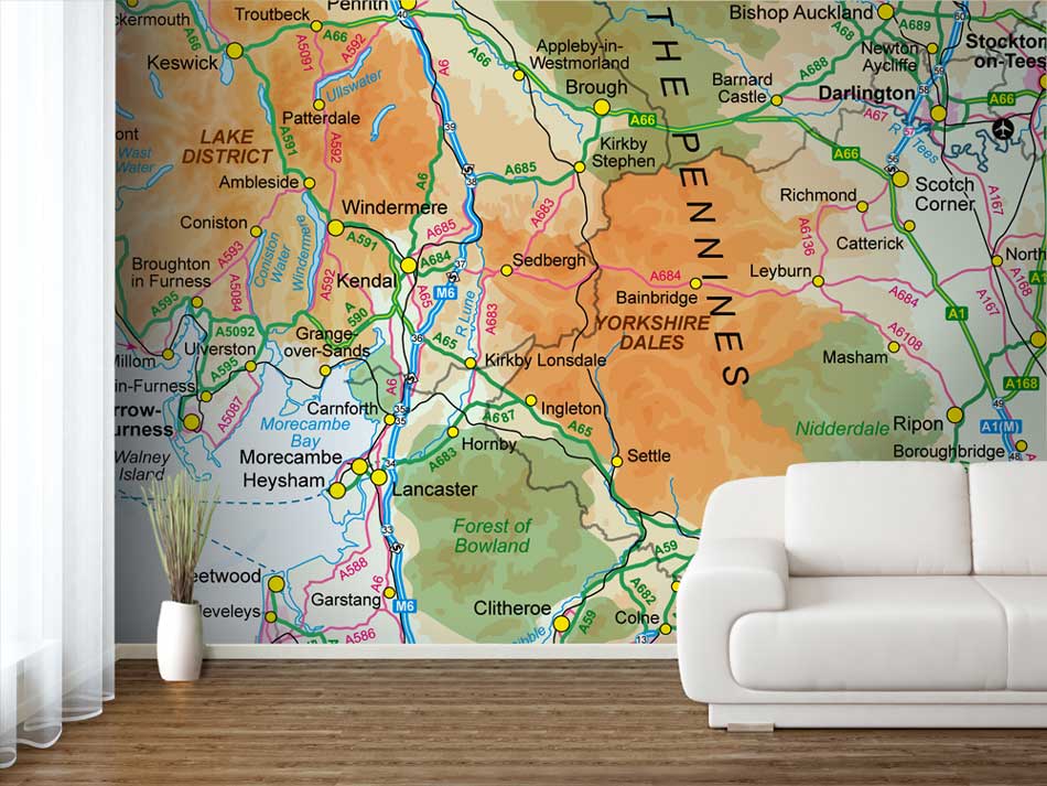Custom Printed Ordnance Survey 1:1 Million Wallpaper Map